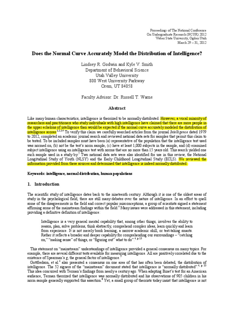 Smith - 2012 - Does The Normal Curve Accurately Model The Distribution ...