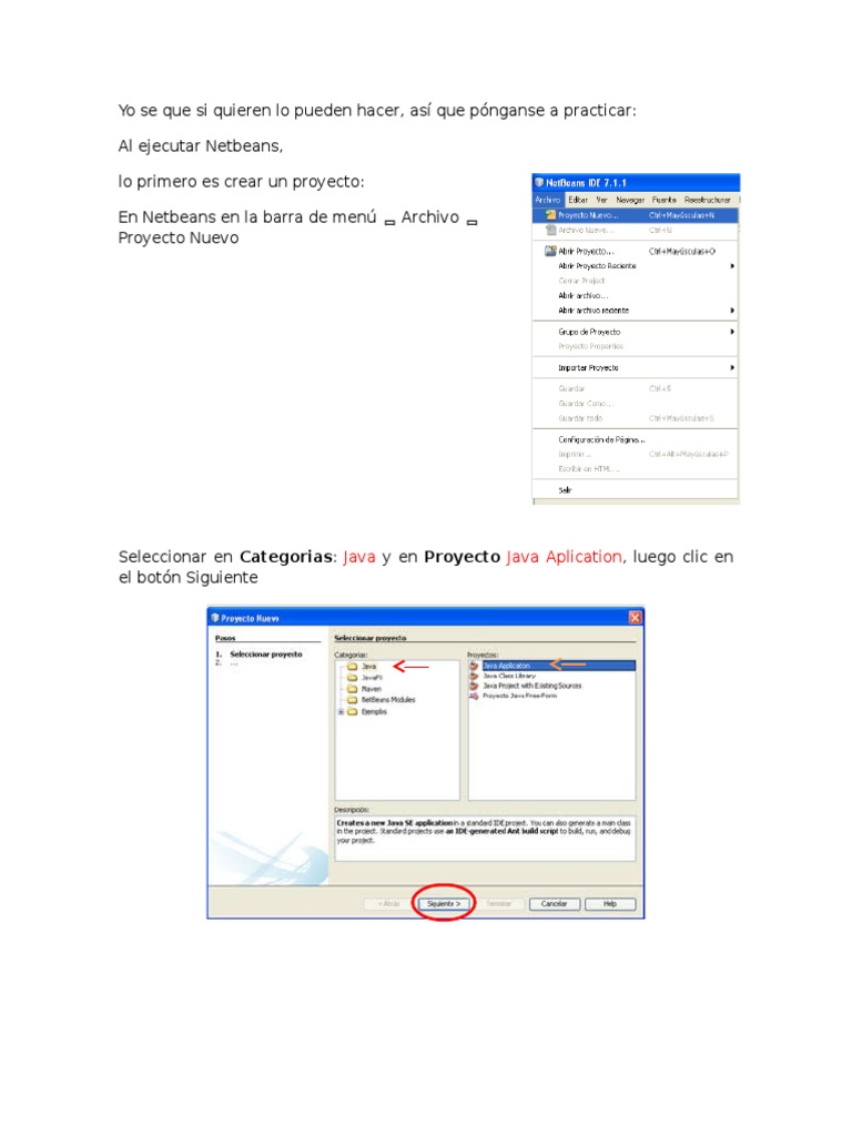 Como Crear Un Proyecto en NetBeans | PDF | Point and Click | Java (lenguaje de programación)