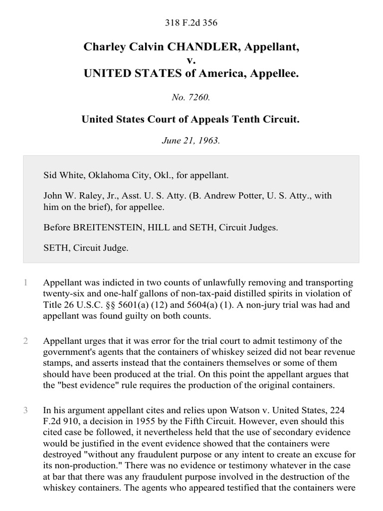 Charley Calvin Chandler v. United States, 318 F.2d 356, 10th Cir. (1963 ...