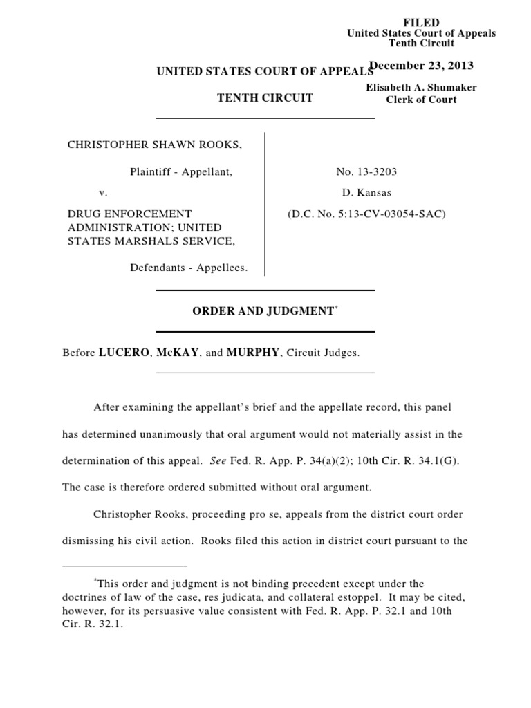Rooks v. Drug Enforcement, 10th Cir. (2013) | PDF