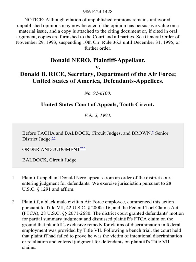 Donald Nero v. Donald B. Rice, Secretary, Department of The Air Force ...