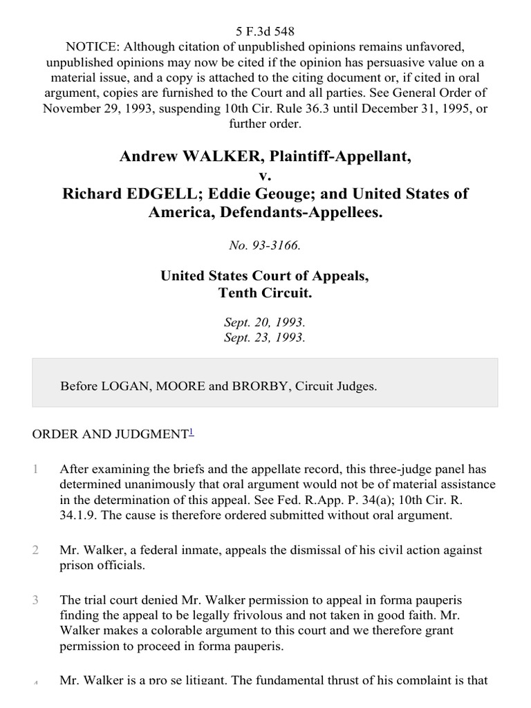Andrew Walker v. Richard Edgell Eddie Geouge and United States of ...