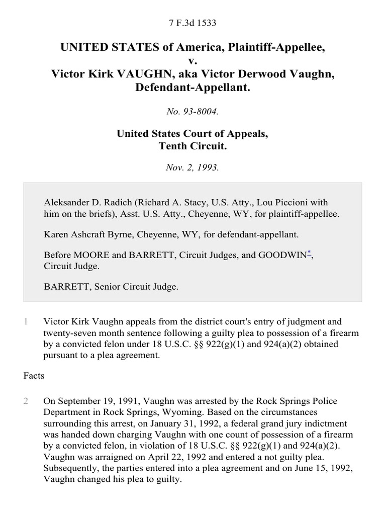 United States v. Victor Kirk Vaughn, AKA Victor Derwood Vaughn, 7 F.3d ...