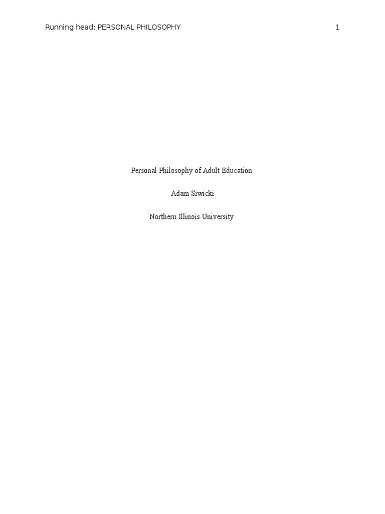 Personal Philosophy of Adult Education Paper | PDF | Adult Education ...