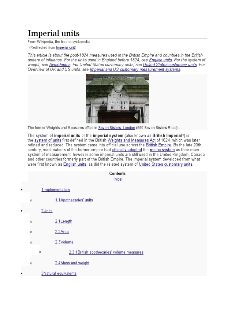 Imperial Units | PDF | Pound (Mass) | Gallon