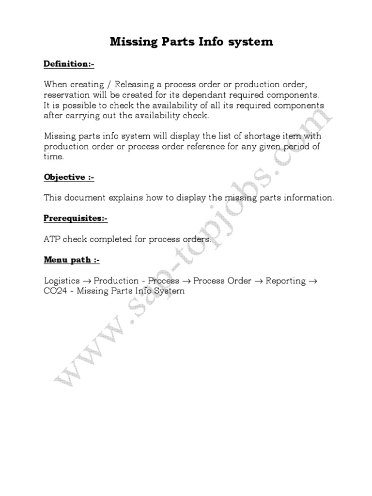 CO24-Missing Parts Info System | PDF
