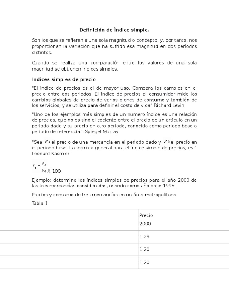 Guía de Índices Económicos Simples | PDF | Precios | Bienes