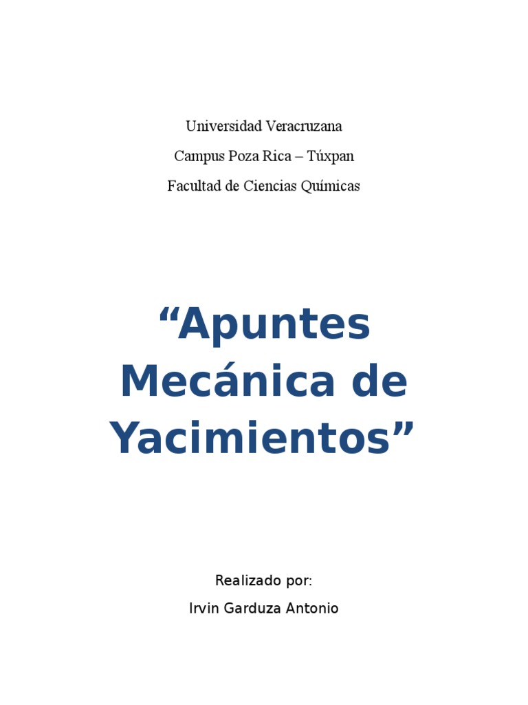 Mecanica de Yacimientos | PDF | Ingeniería de yacimientos | Petróleo