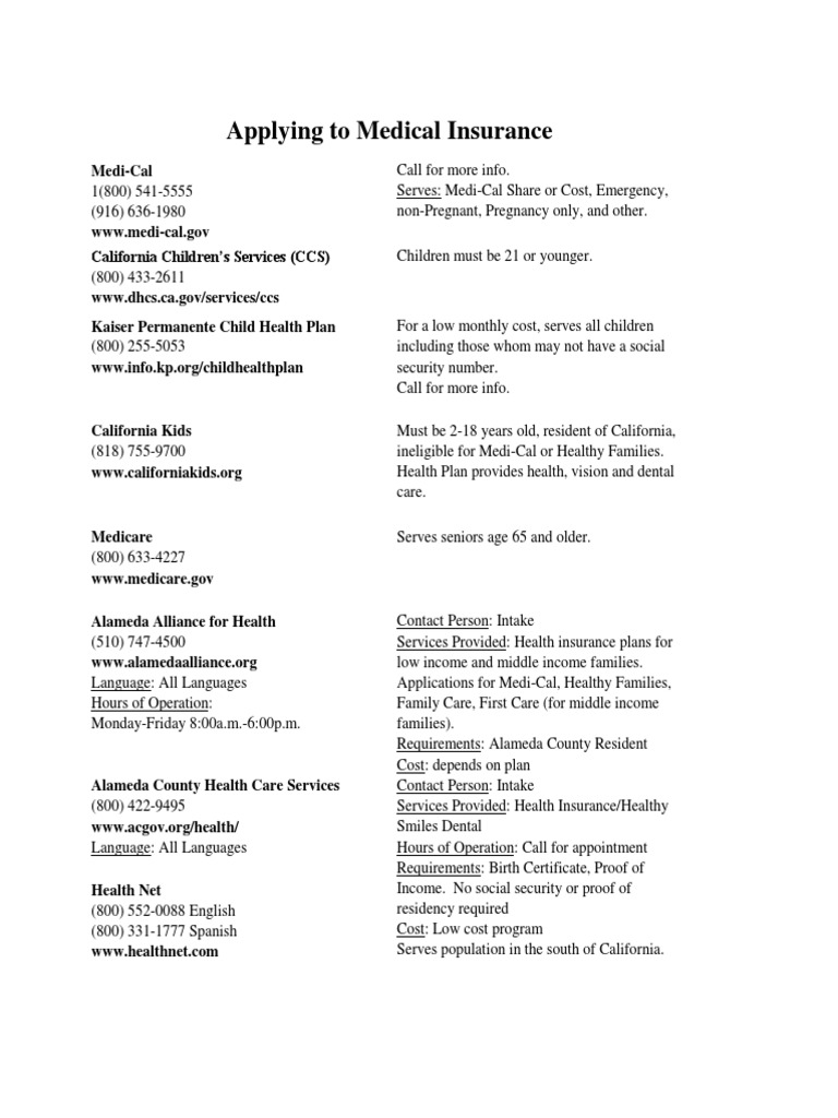 Applying To Medical Insurance 18 | PDF