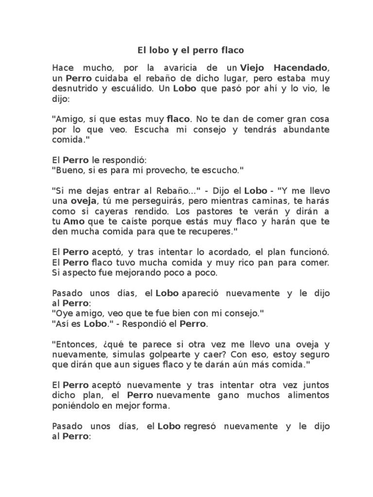 El Lobo y El Perro Flaco | PDF