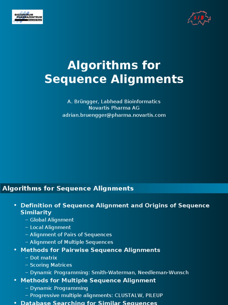 Sequence Alignment Methods and Algorithms | Download Free PDF ...