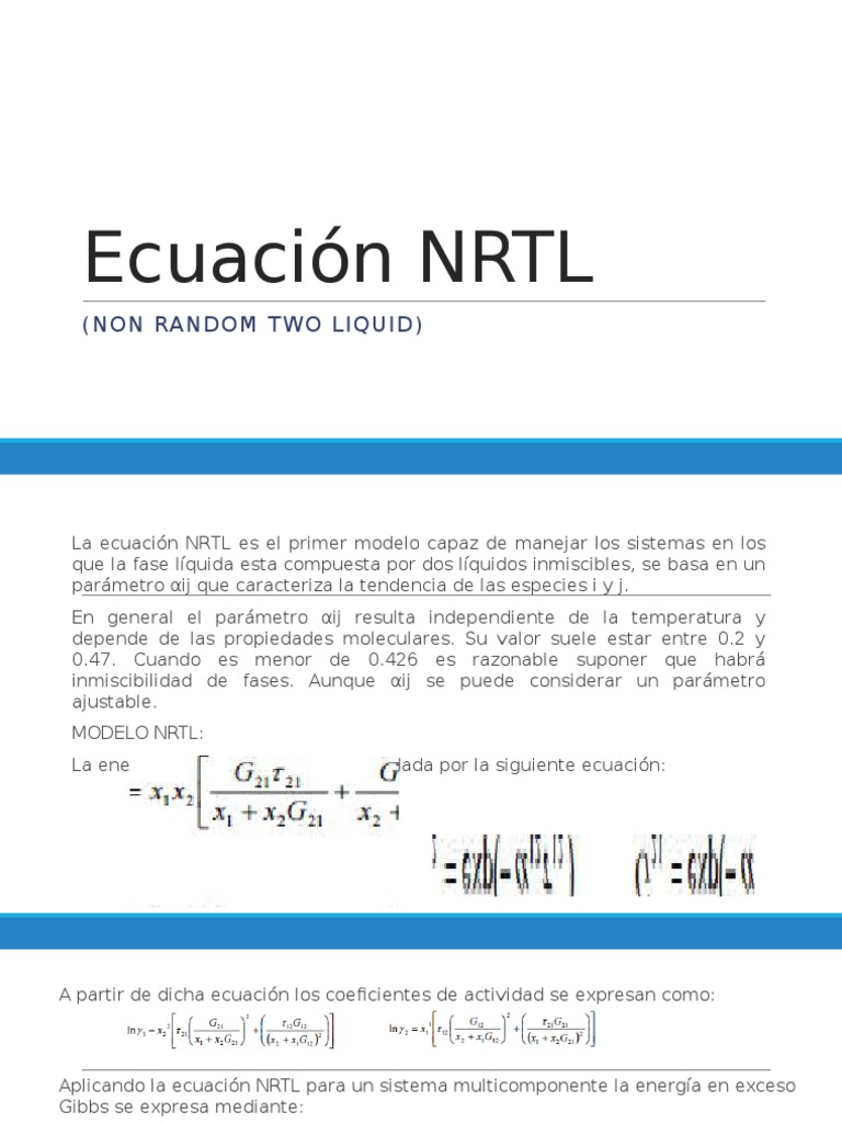 Ecuación NRTL | PDF