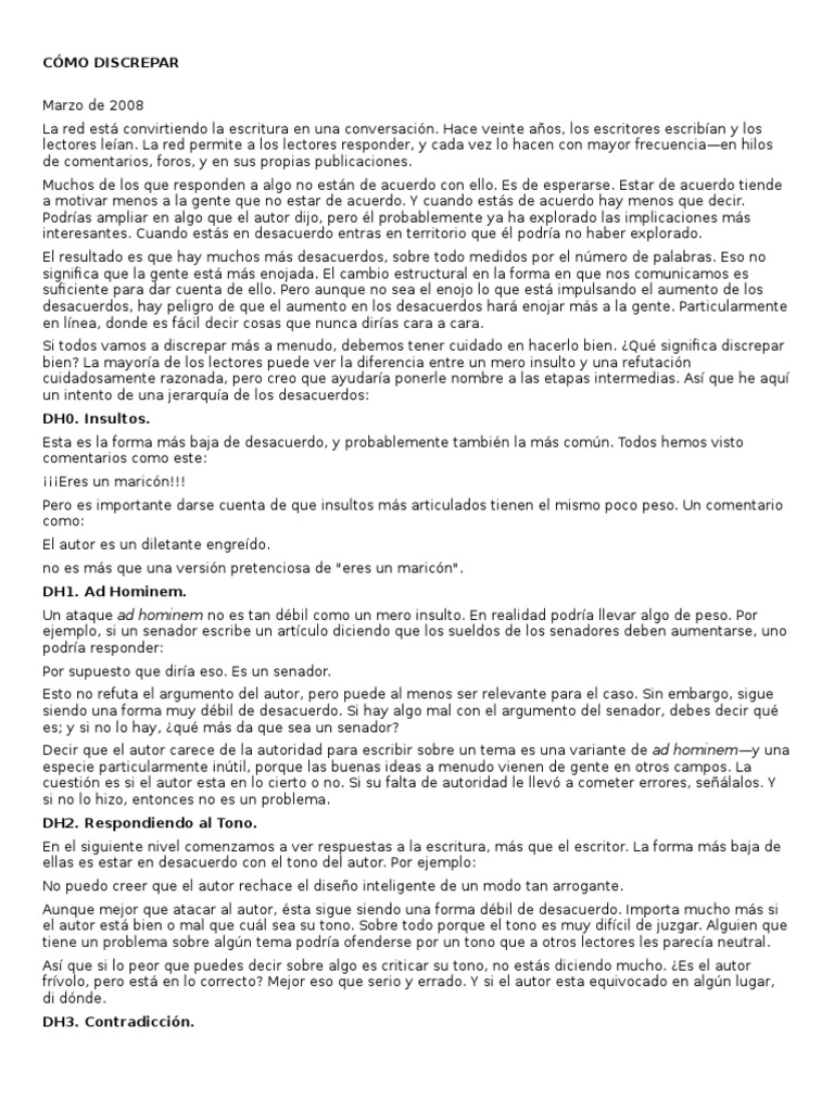 Cómo Discrepar | PDF | Diseño inteligente | Consecuencia Lógica