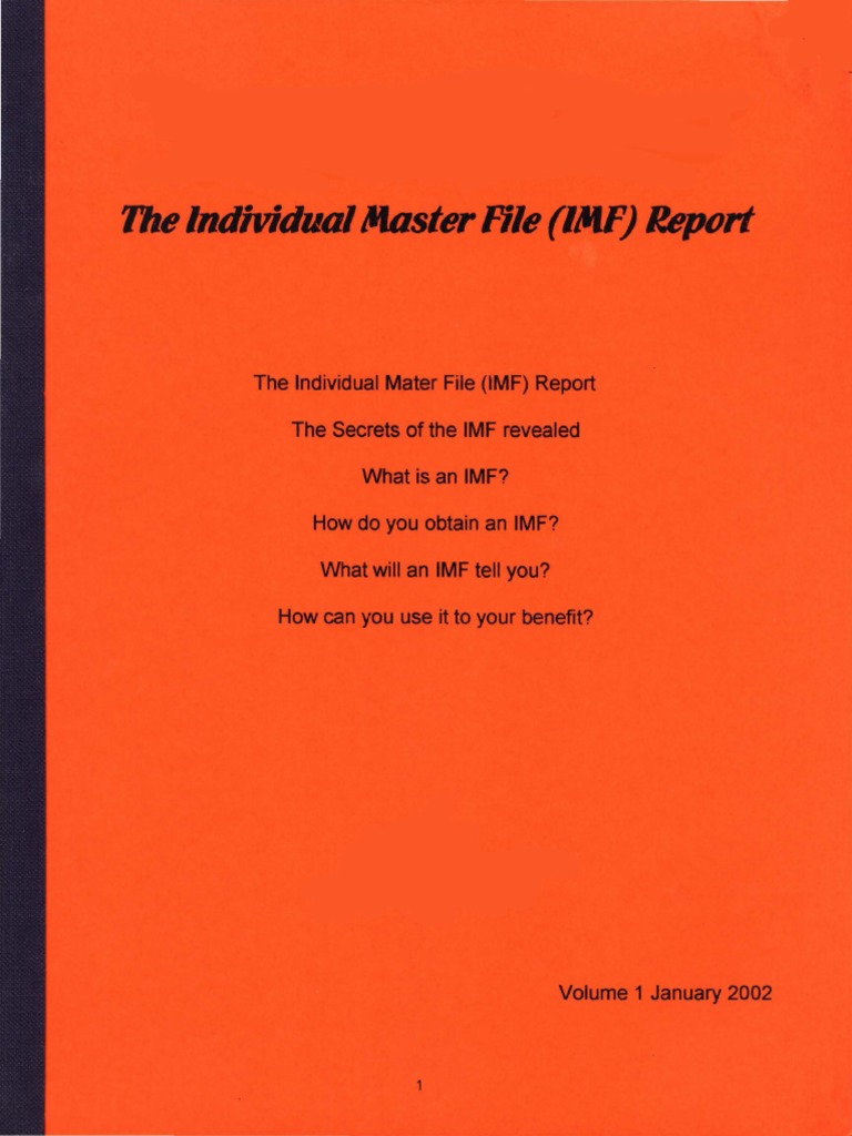 The Individual Master File (IMF) Report, Form #09.056 | PDF | Tax ...