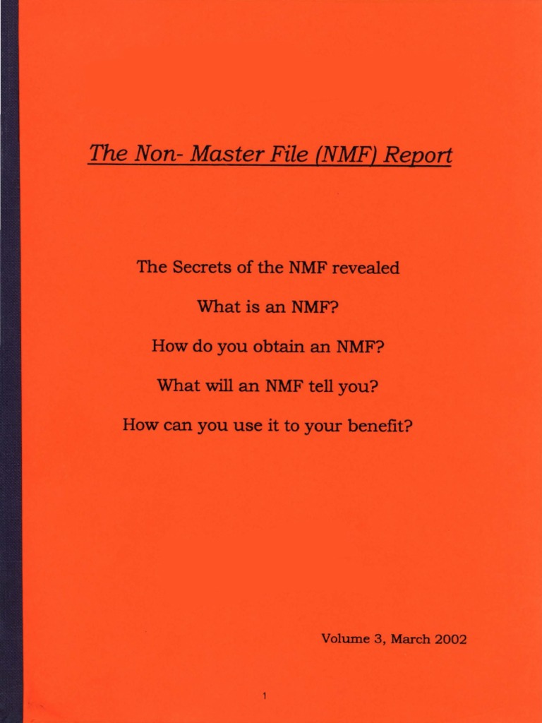The Non Master File (NMF) Report, Form #09.058 | PDF | Tax Refund ...