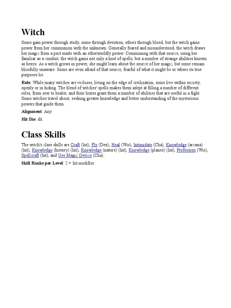 Witch: Role: While Many Witches Are Recluses, Living On The Edge of ...