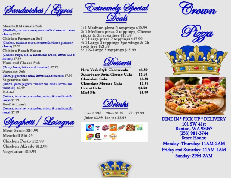 Crown Pizza 1 | PDF | Cooking, Food & Wine | Wellness
