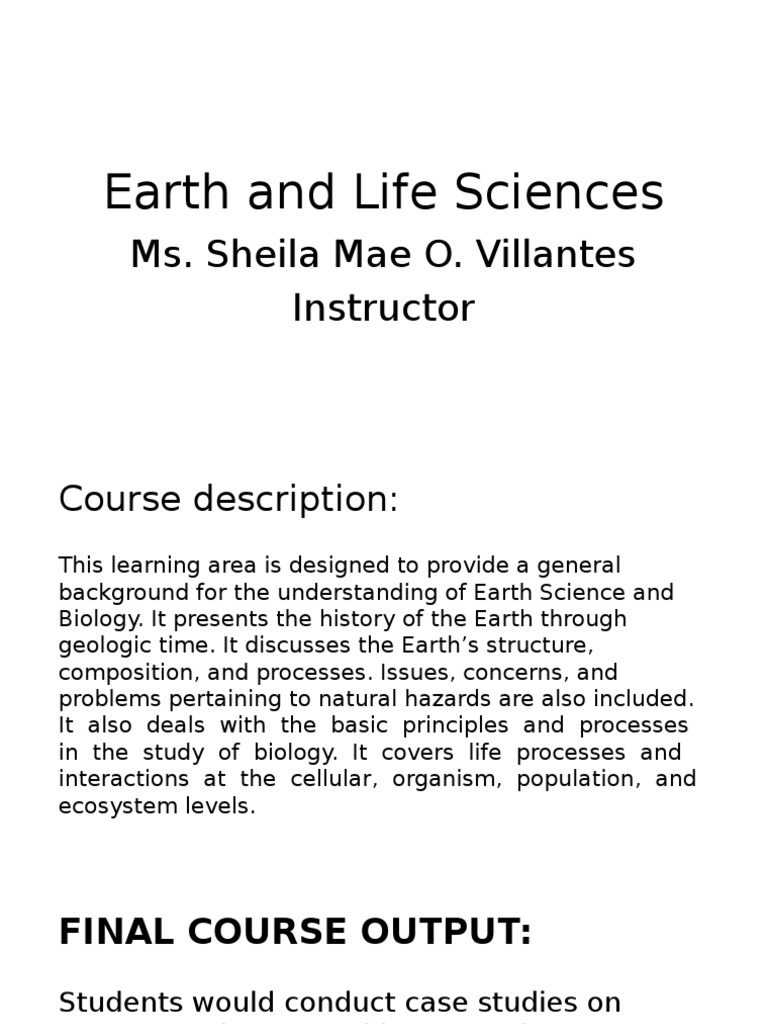 Earth and Life Sciences Course Outline (LSU) | PDF | Geology | Earth