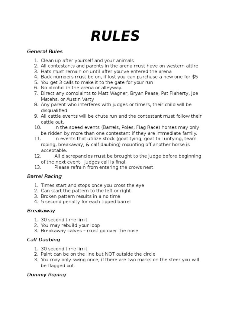 Rodeo Rules | PDF | Equestrianism | Individual Sports
