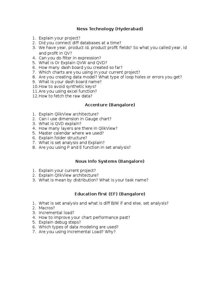Qlikview Interview Question | PDF