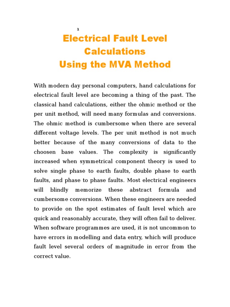 Electrical Fault Level Calculation | PDF | Electronics | Computer ...