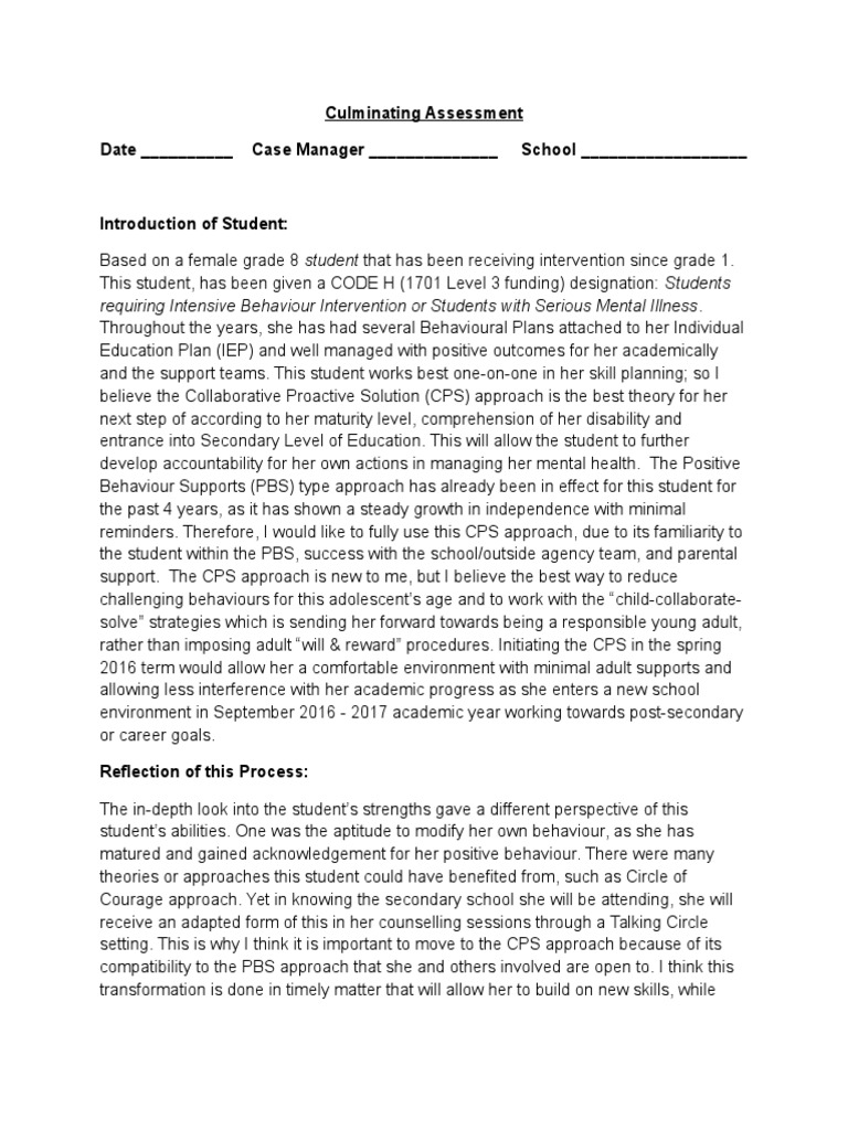 Culminating Assessment For Weebly | PDF | Emotional Self Regulation ...