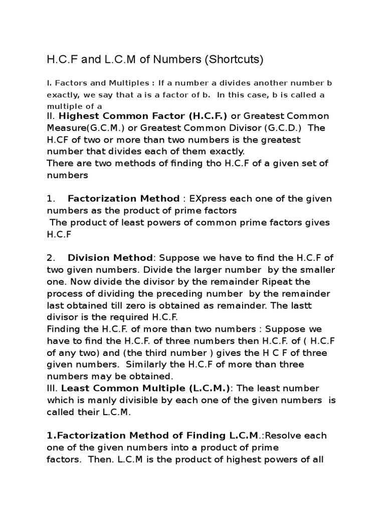 HCM LCM | PDF | Fraction (Mathematics) | Algebra