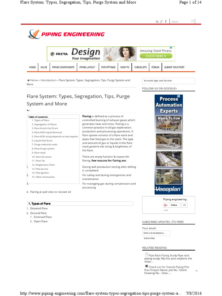 Flare System: Types, Segregation, Tips, Purge | PDF | Chimney | Combustion