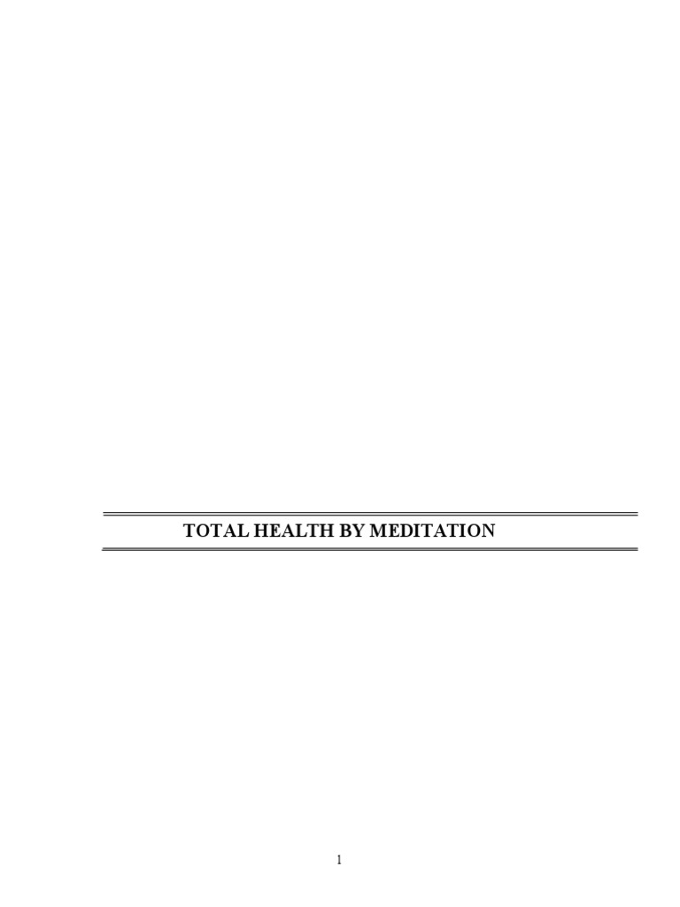 Total Health by Meditation Full Book | PDF | Vedanta | Brahman