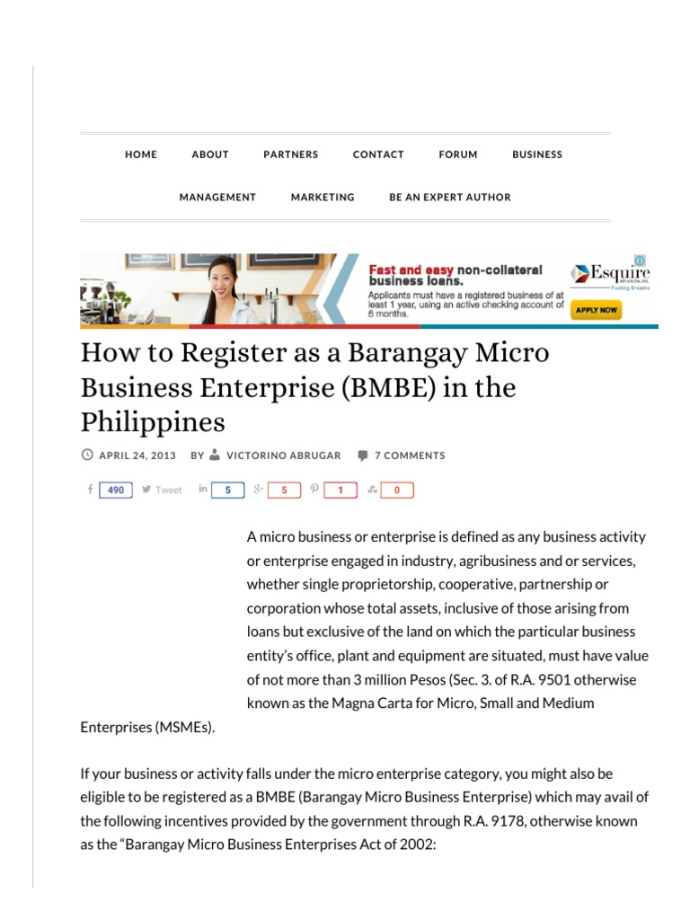 How To Register As A Barangay Micro Business Enterprise BMBE in The ...