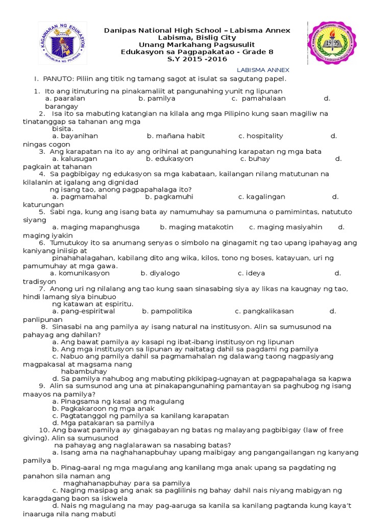 EsP G8 TQ 15-16 | PDF