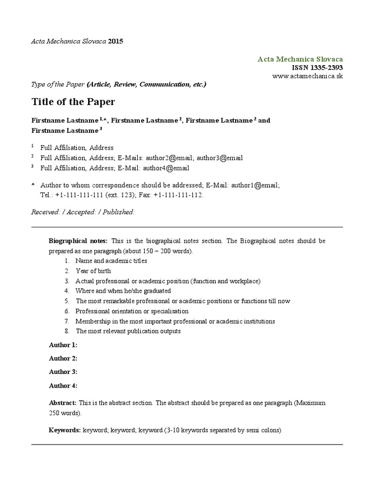 AMS Template File | Abstract (Summary) | Email