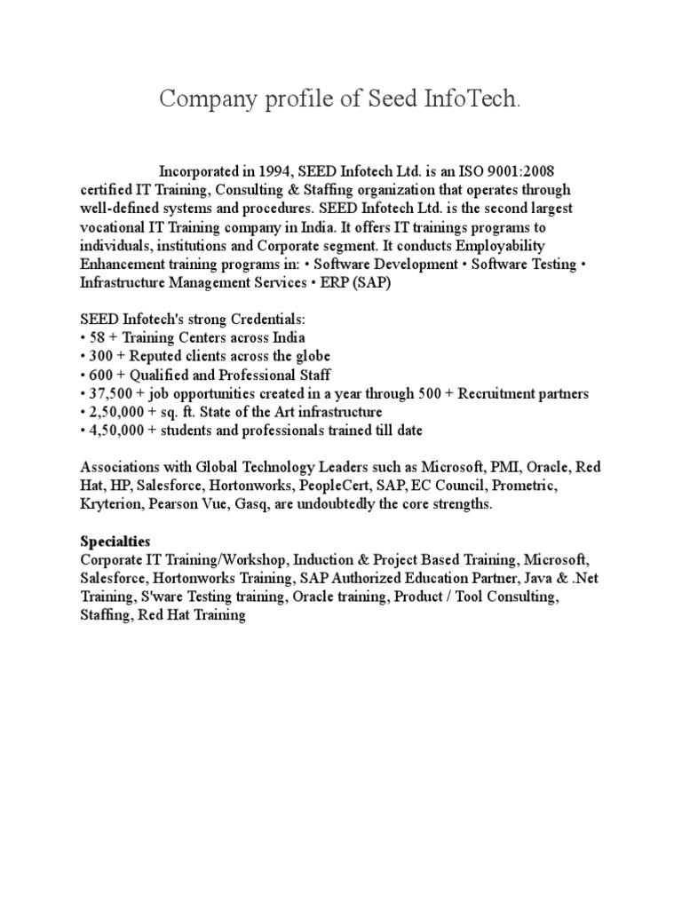 An Overview of Seed InfoTech: A Leading Indian IT Training, Consulting ...