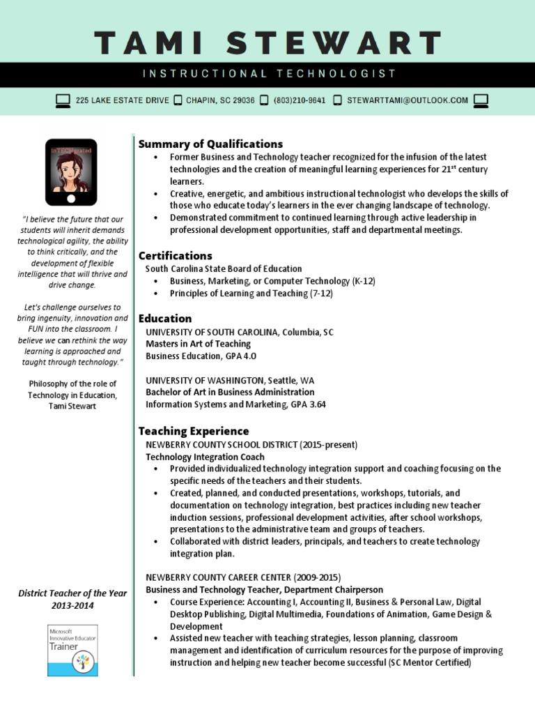 Tamara Stewart Resume 2016 | PDF | Teachers | Microsoft Excel