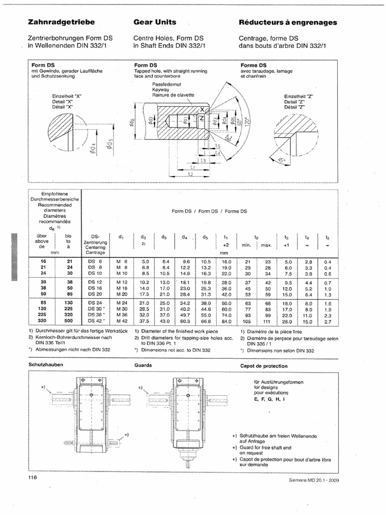DIN 332-DS Centre Holes