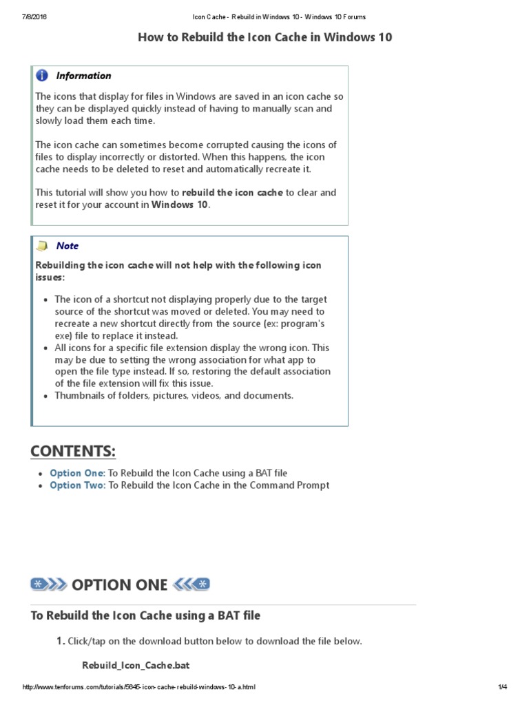 Icon Cache - Rebuild in Windows 10 - Windows 10 Forums | PDF | File ...