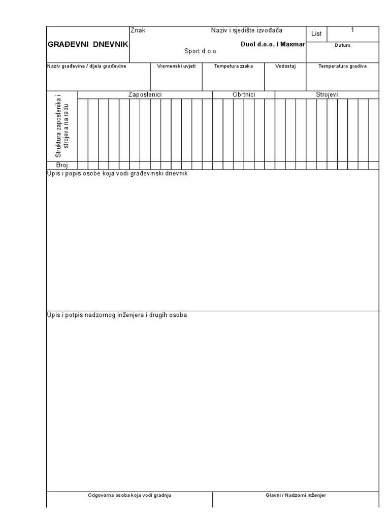 Građevinska Knjiga L+ Dnevnik | PDF