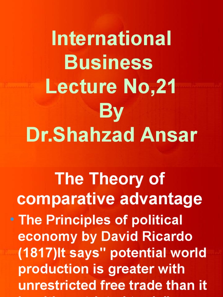 International Business Lecture No, 21 by DR - Shahzad Ansar | PDF