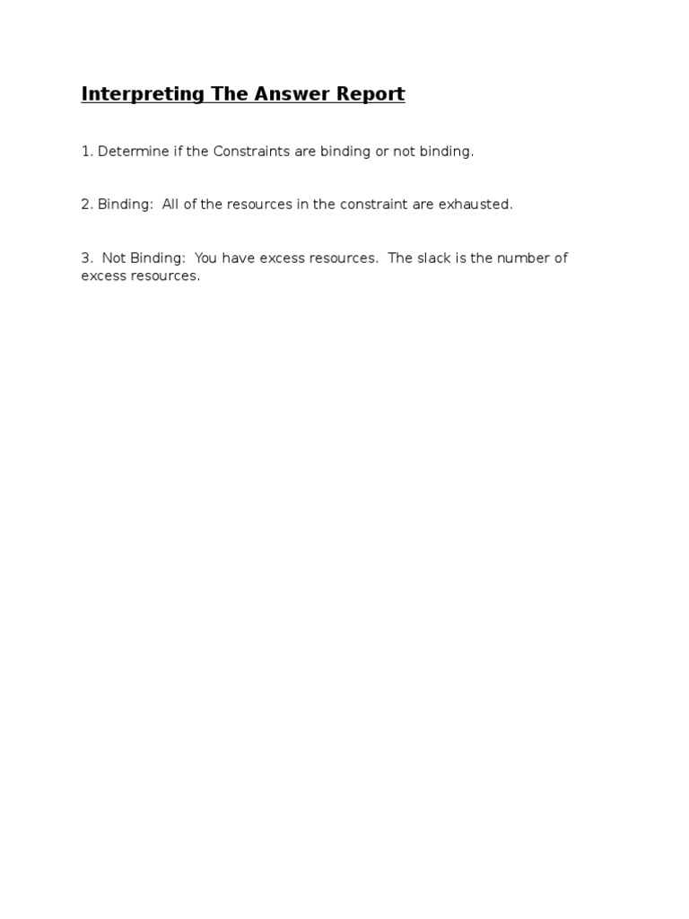 Understanding Binding Constraints in Reports | PDF | Teaching Mathematics