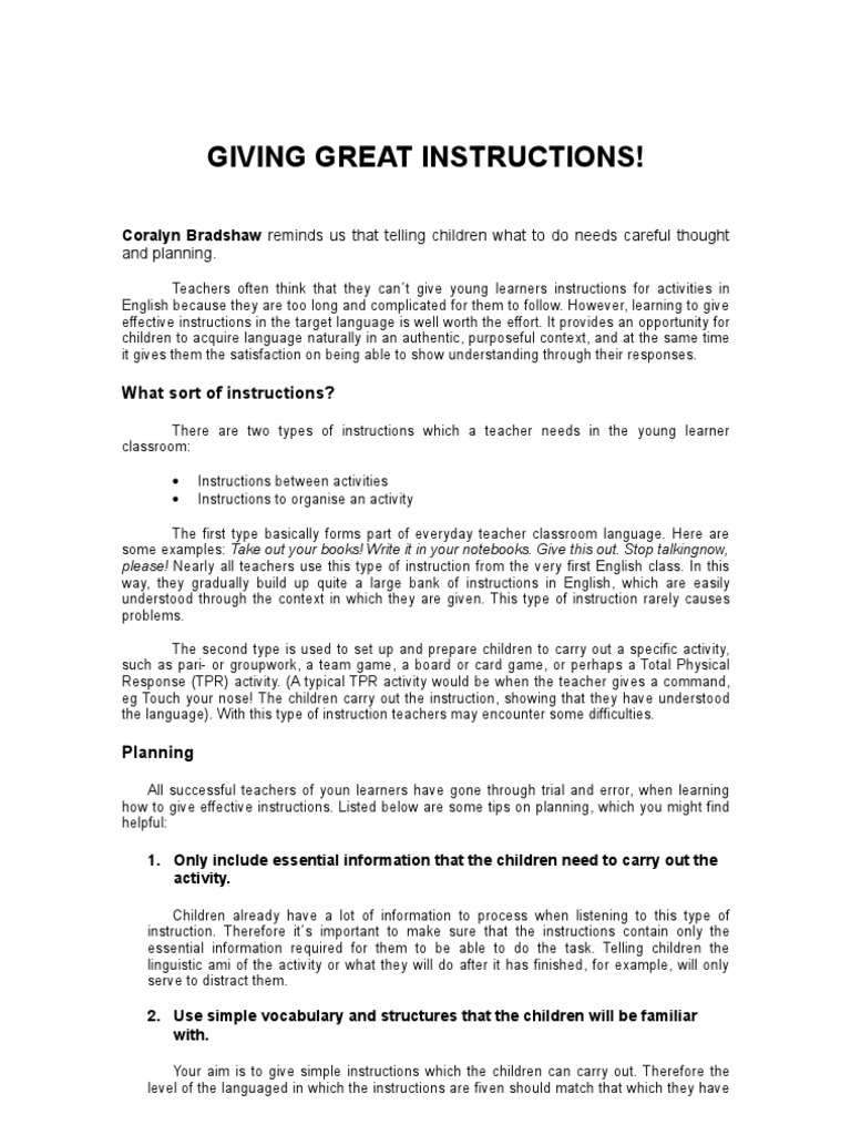 Giving Great Instructions | PDF | Epistemology | Learning