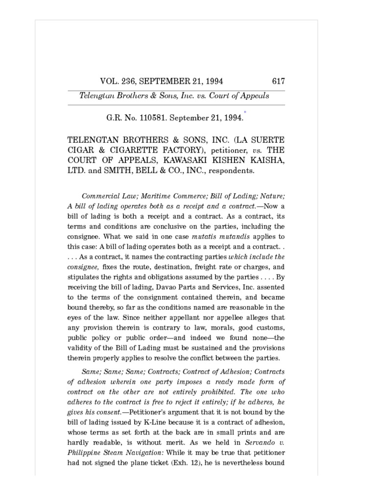 Telengtan Brothers & Sons, Inc. vs. Court of Appeals | PDF | Social ...