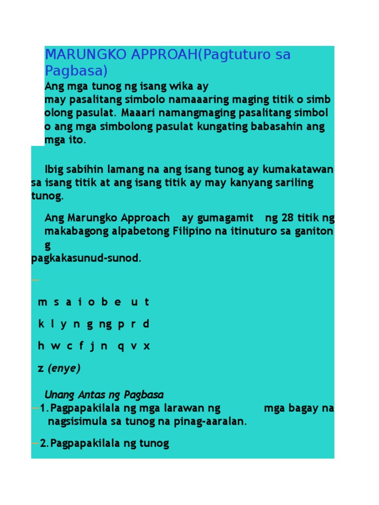 Marungko Approah | PDF