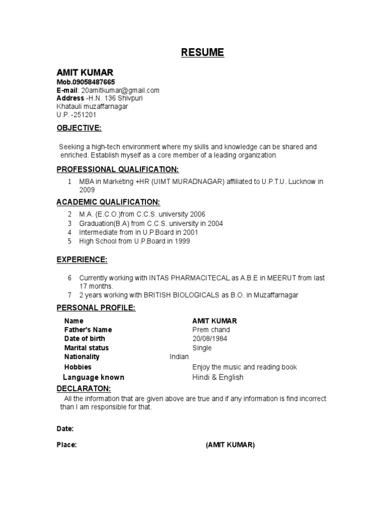Amit CV | PDF