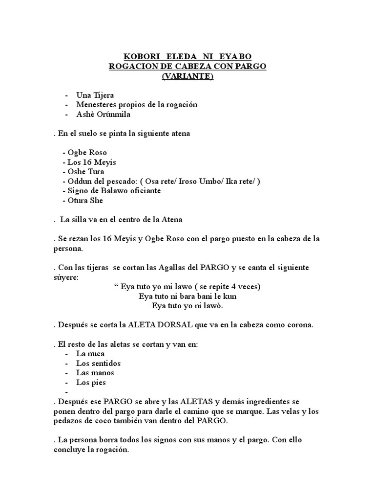 Rogación de Cabeza con Pargo: Guía Práctica | PDF