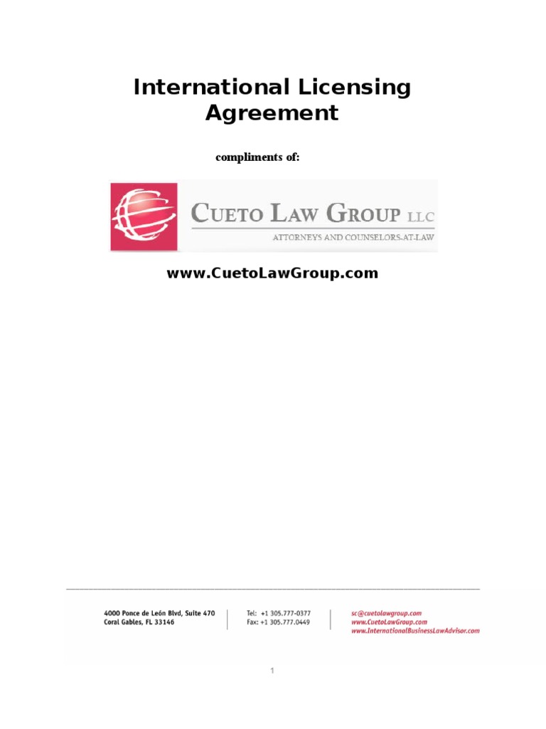 International Licensing Agreement Template | PDF | License | Royalty ...