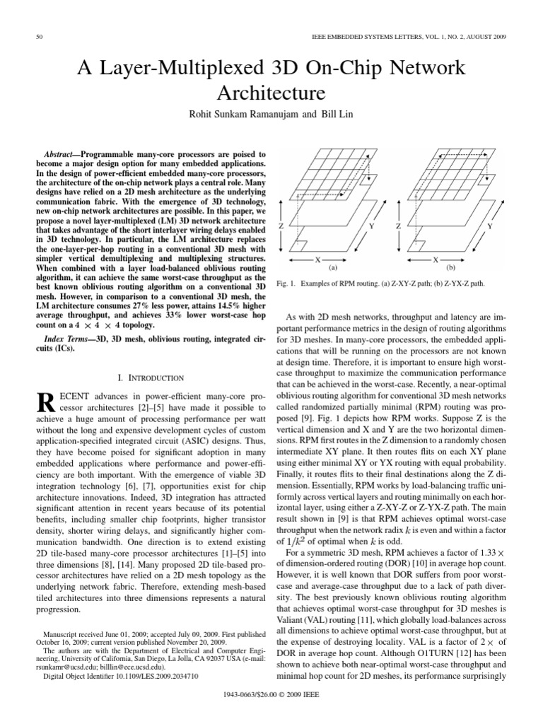A Layer Multiplexed 3d On Chip Network Architecture Rohit Sunkam