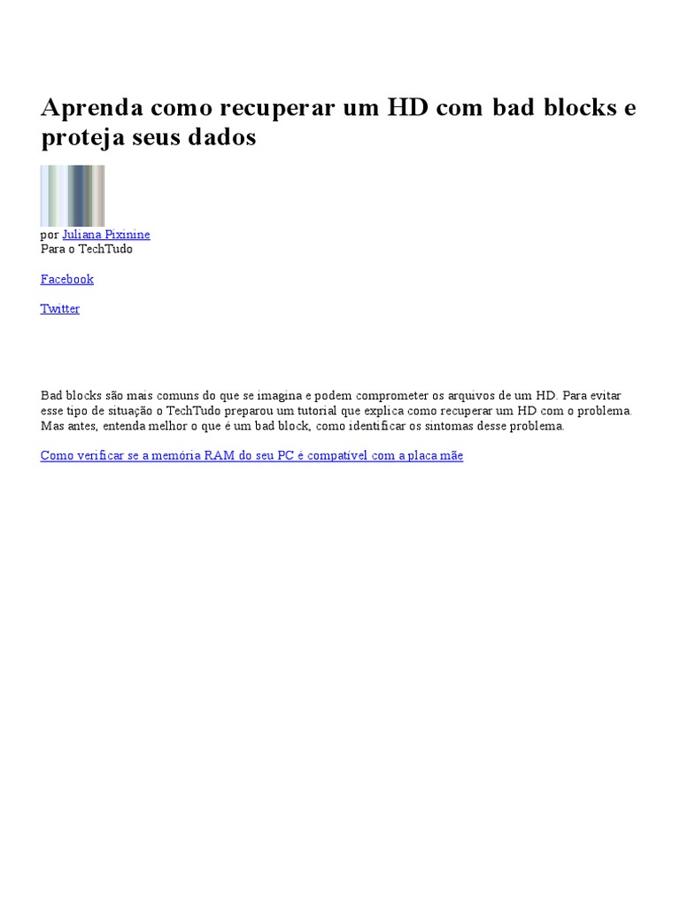 Como identificar e recuperar um HD com bad blocks | PDF | Drive de ...