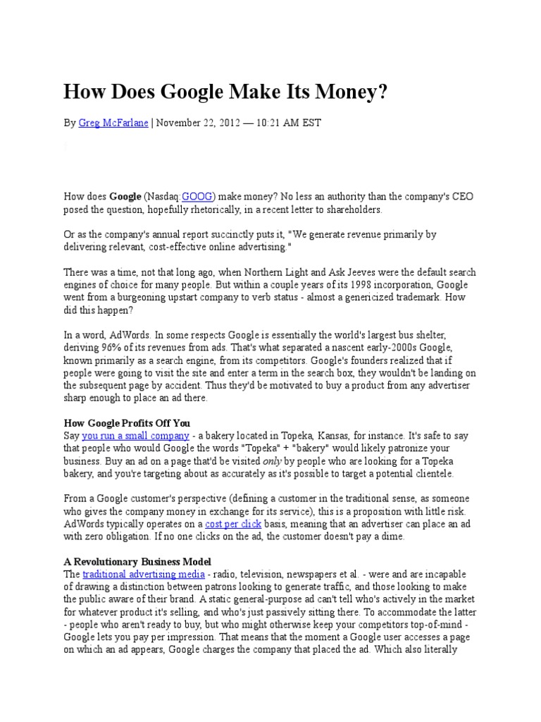 How Google Generates Revenue from Ads | PDF | Ad Sense | Google