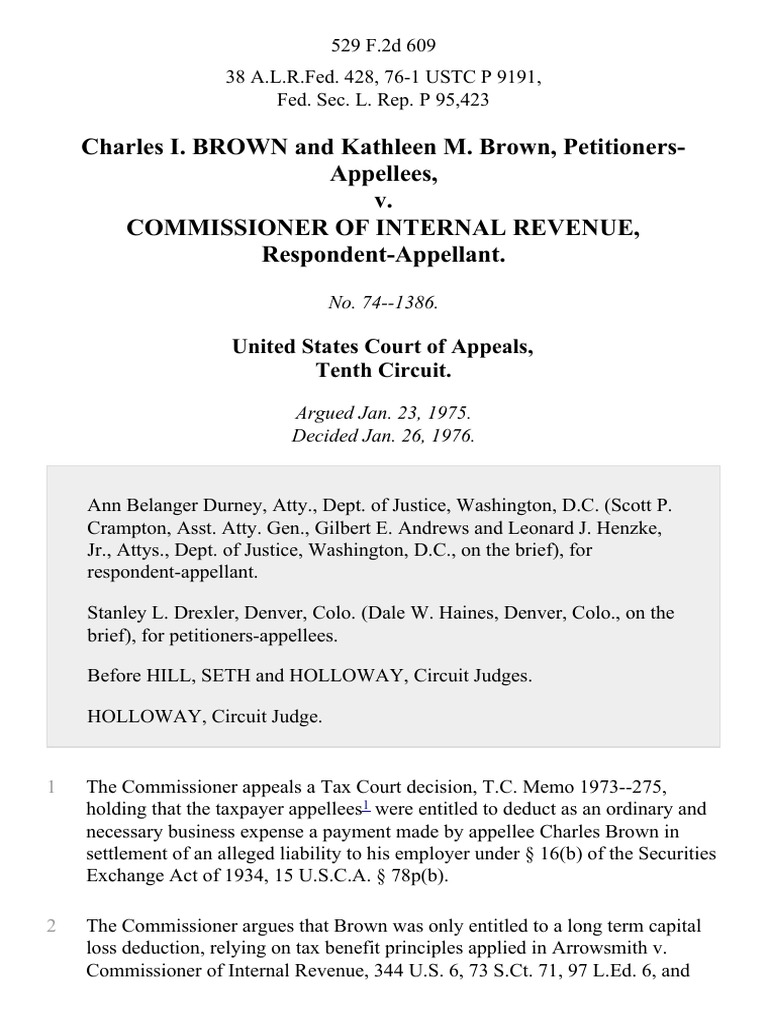 Charles I. Brown and Kathleen M. Brown v. Commissioner of Internal ...