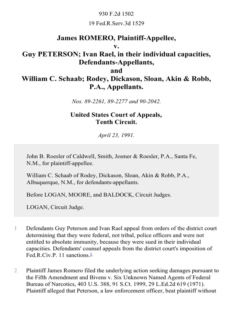 James Romero v. Guy Peterson Ivan Rael, in Their Individual Capacities ...